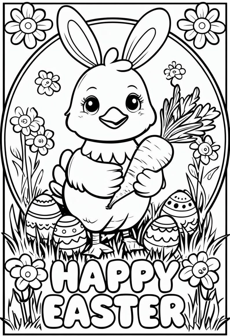 6 Cute Easter Animal Coloring Pages - Etsy
