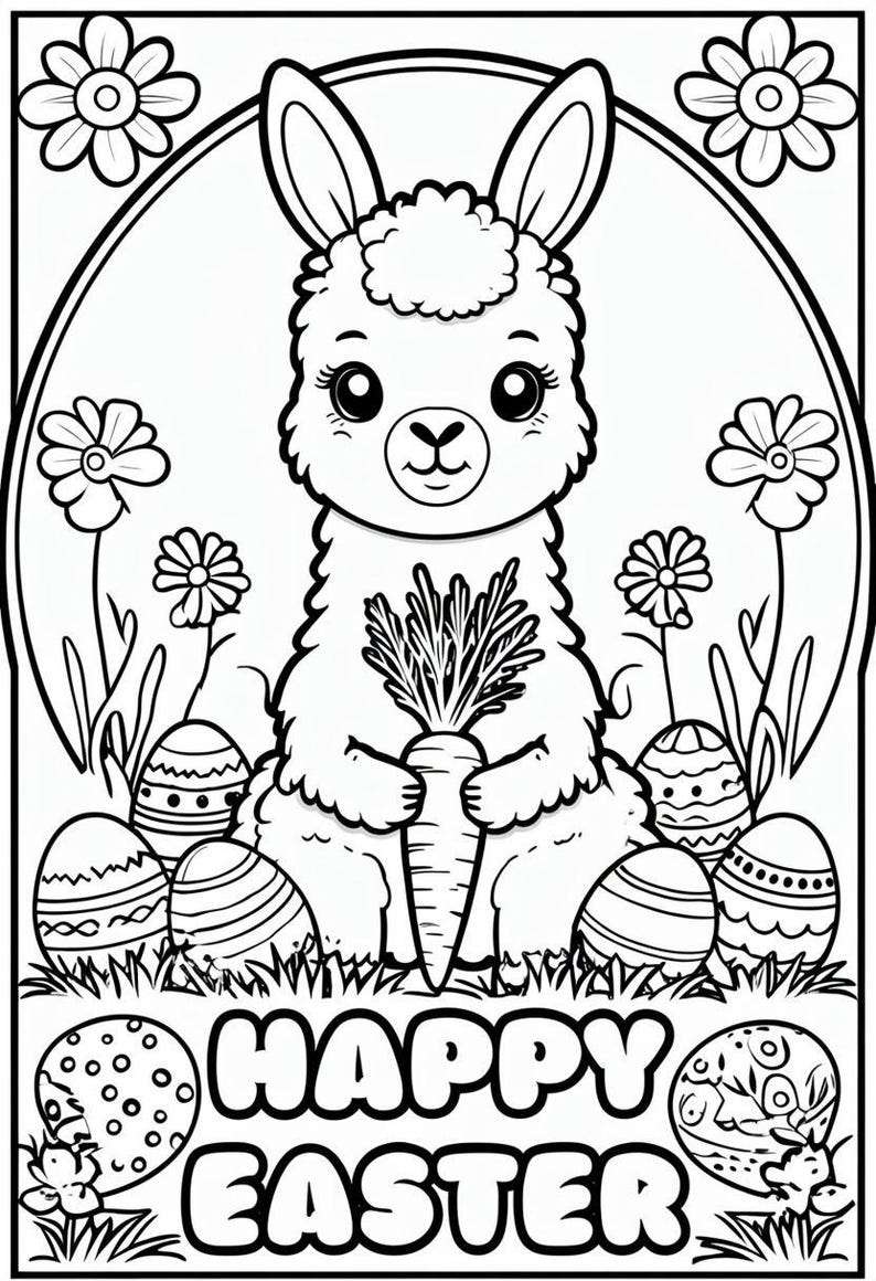 6 Cute Easter Animal Coloring Pages - Etsy