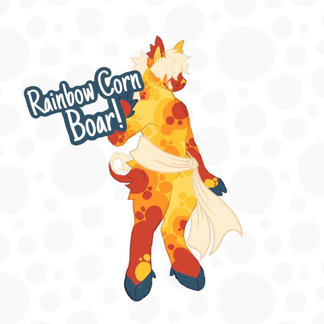 Rainbow Corn Boar Furry Character Adopt - Etsy