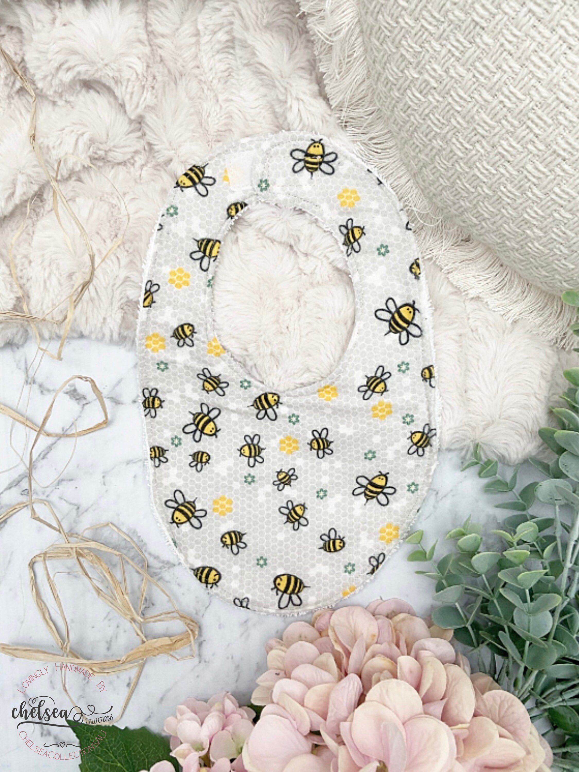 Handmade Baby Set Buzzing Bee Flannelette Material Burp Cloth, Bib ...