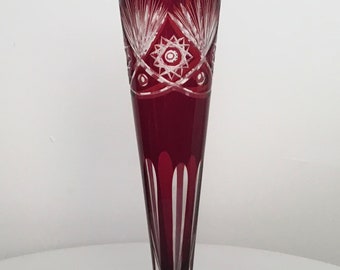 Red Cut Crystal Vase | Etsy