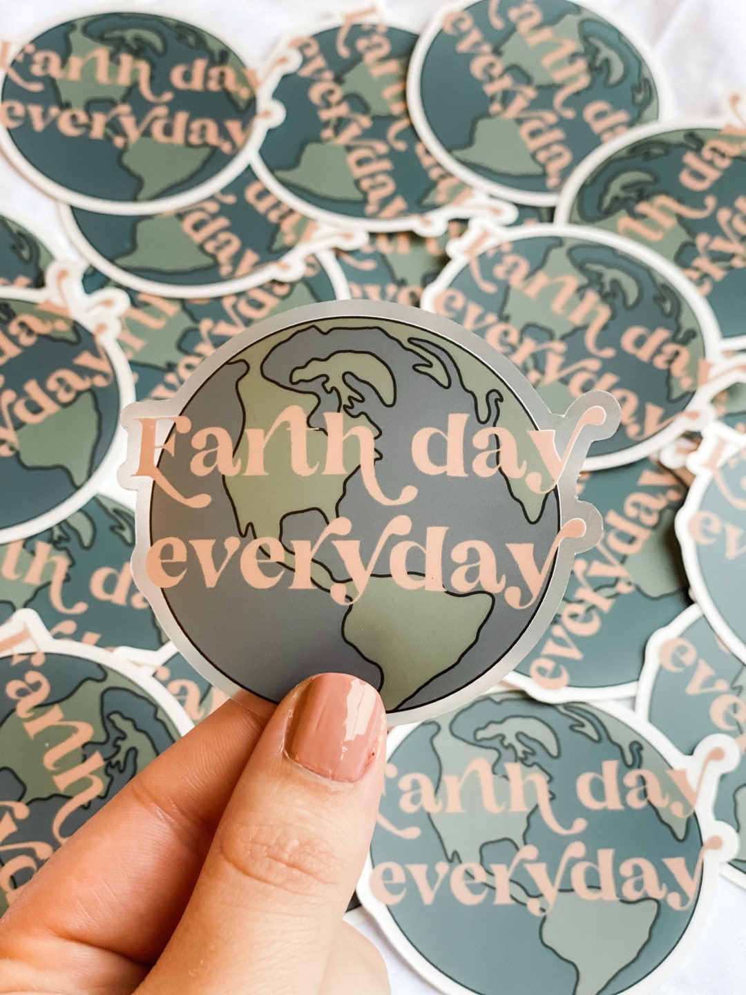 Clear Vinyl Earth Sticker | Earth Day Everyday Sticker - Etsy