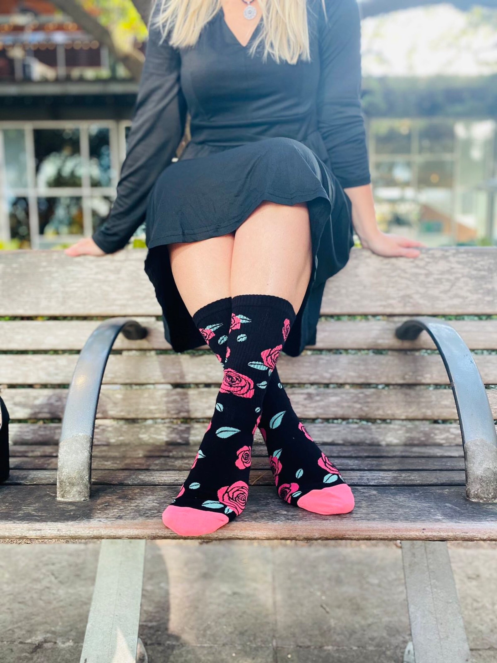 Cute Womens Socks/ Crew Roses Socks/girl's Flowers Socks/nevy, White ...