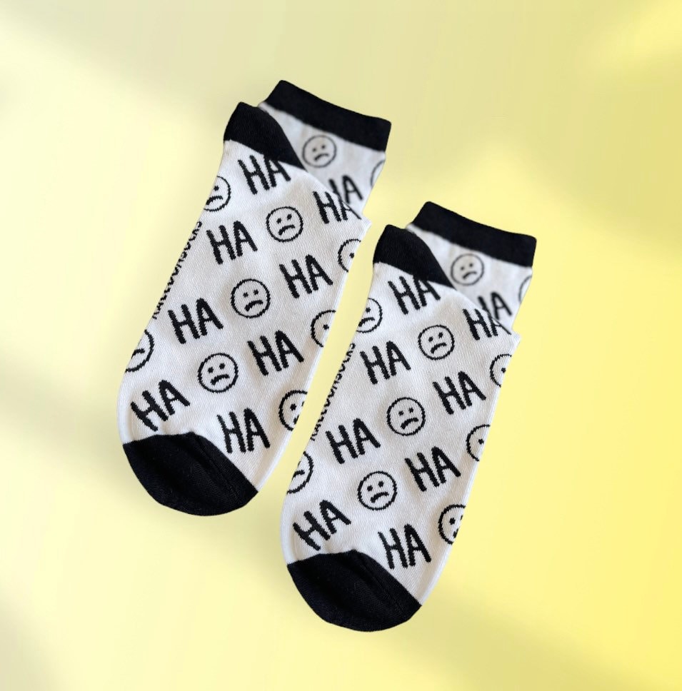 Smiley Face Socks/ Girls Boys Socks/ Funny Comf Cotton Mid Cut Socks ...
