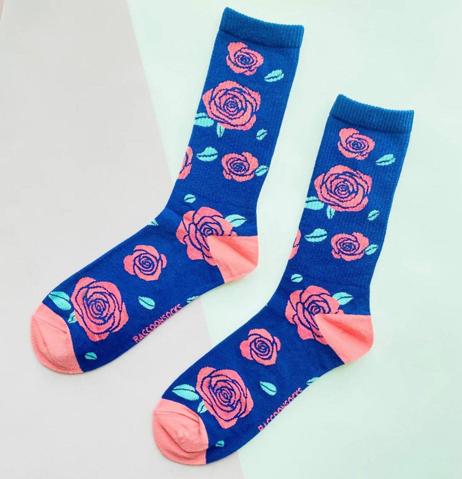 Cute Womens Socks/ Crew Roses Socks/girl's Flowers Socks/nevy, White ...
