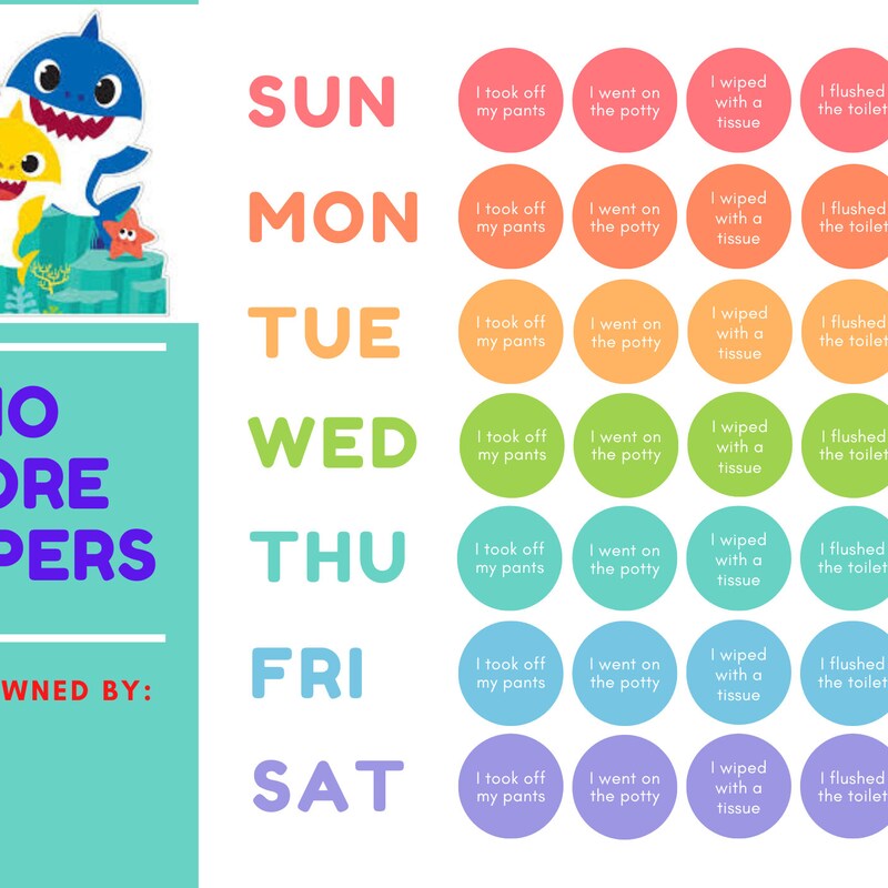 Potty Training Chart Baby Shark - Etsy