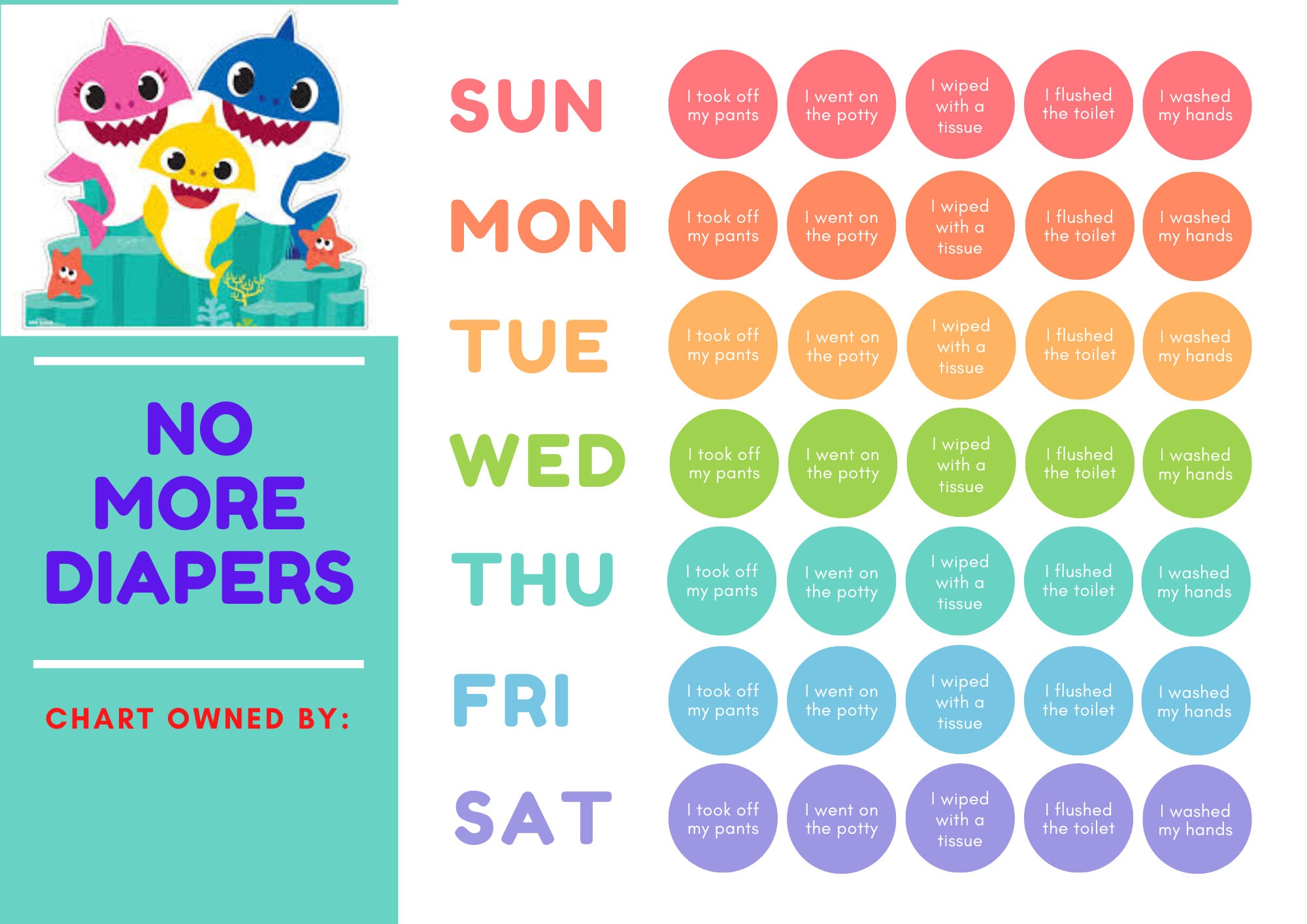 Baby Shark - Potty Training Chart - Etsy Baby Shark - Potty Training Chart - Etsy