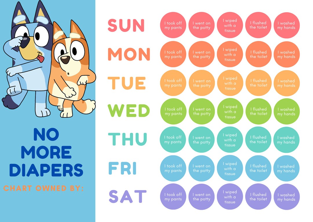 Bluey and Bingo Potty Training Chart - Etsy Israel
