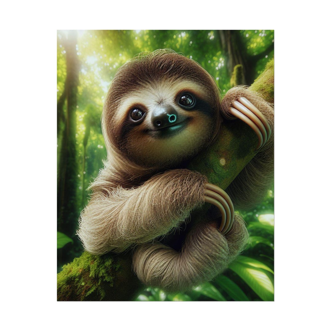 Adorable Sloth Rolled Poster | Cute Animal Decor, Bedroom Wall Art ...
