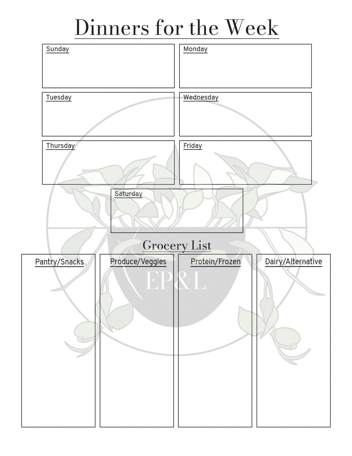 Weekly Dinner Guide - Etsy