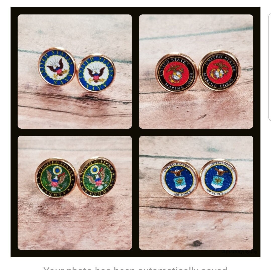 Military Stud Earrings, Military Vegan Leather Stud Earrings, Military ...