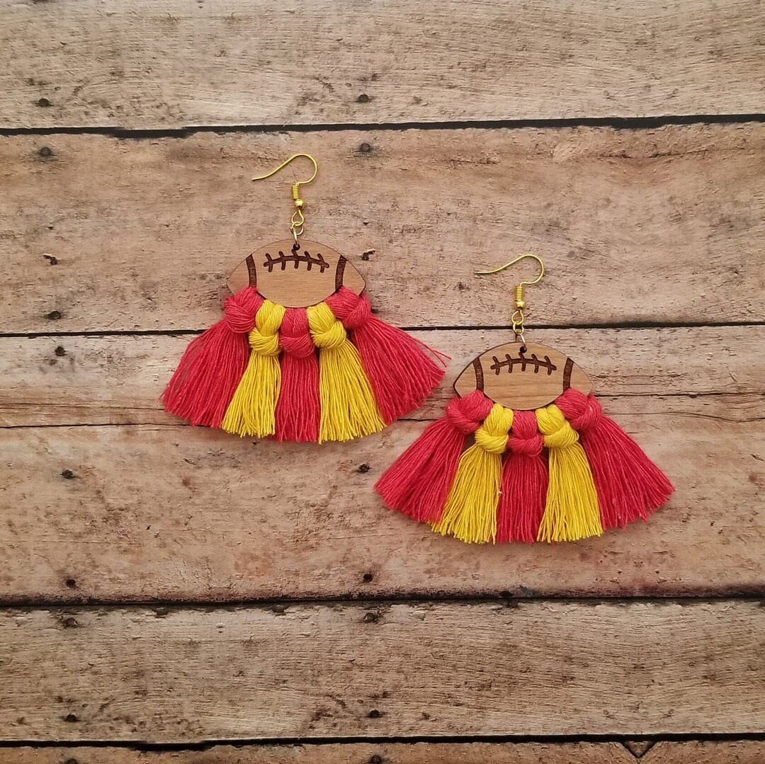 Kansas City Football Inspired Earrings, Football Earrings, Red and Gold ...
