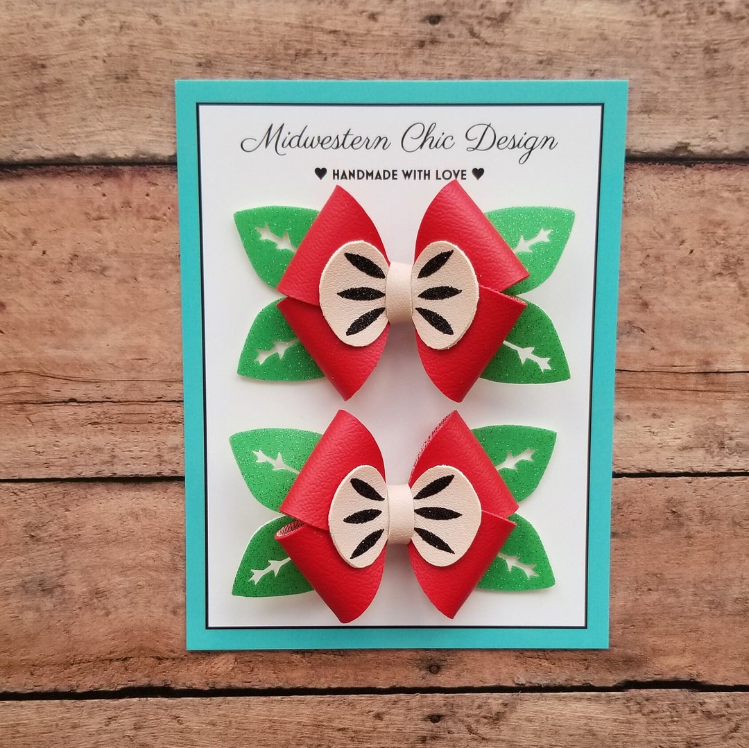 Apple Pigtail Hair Bows, Back to School Apple Piggies, Back to School ...