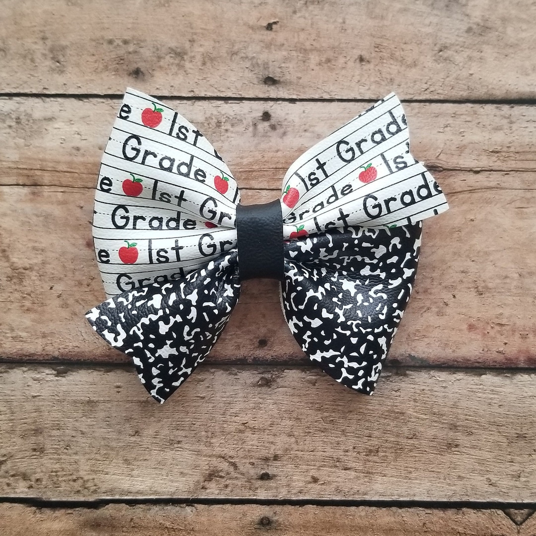 First Grade Hair Bow, Back to School Hair Bow, Composition Notebook ...