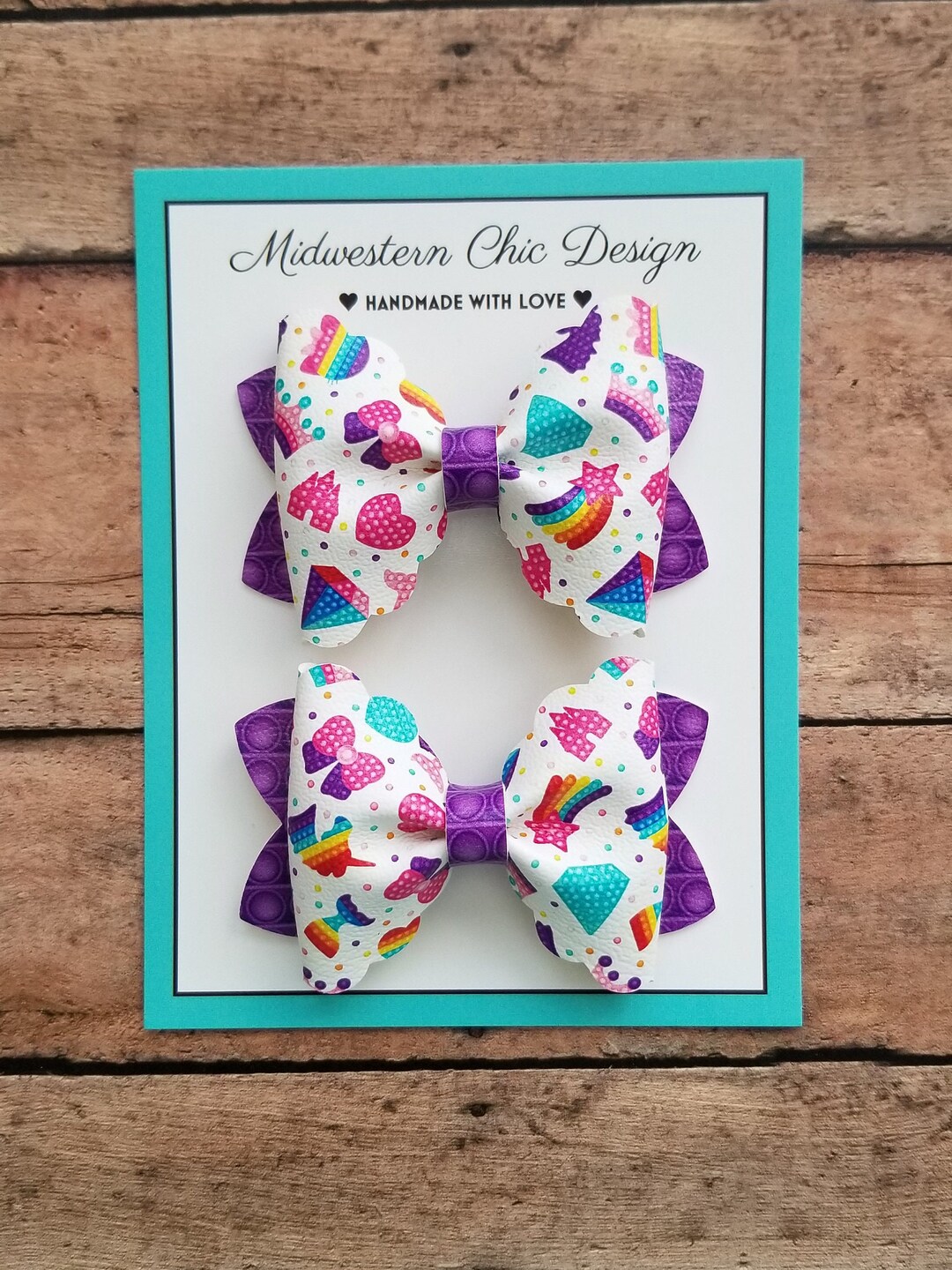 Rainbow Pop Fidget Toy Pigtail Hair Bows - Etsy