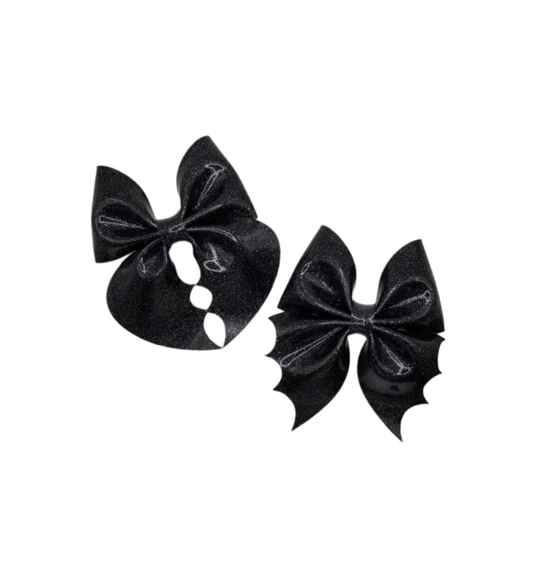 Black Bat Wings Hair Bows Bat Wings Hair Bows Black Glitter Etsy