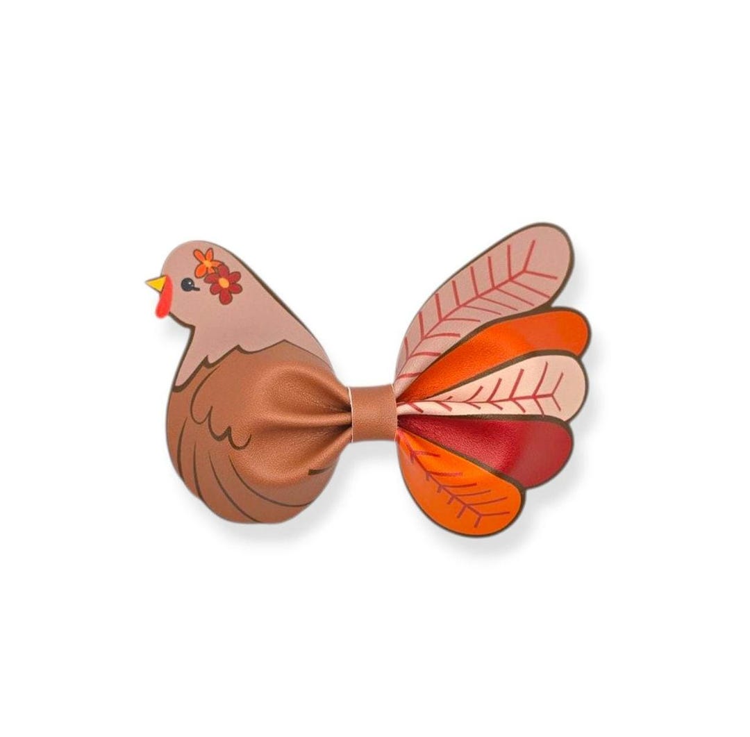 Turkey Shaped Hair Bow, Thanksgiving Day Hair Bow, Thanksgiving Turkey ...