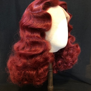 Jessica Rabbit Synthetic Front Lace Wig Glamorours Mid Lenght Wave Red ...