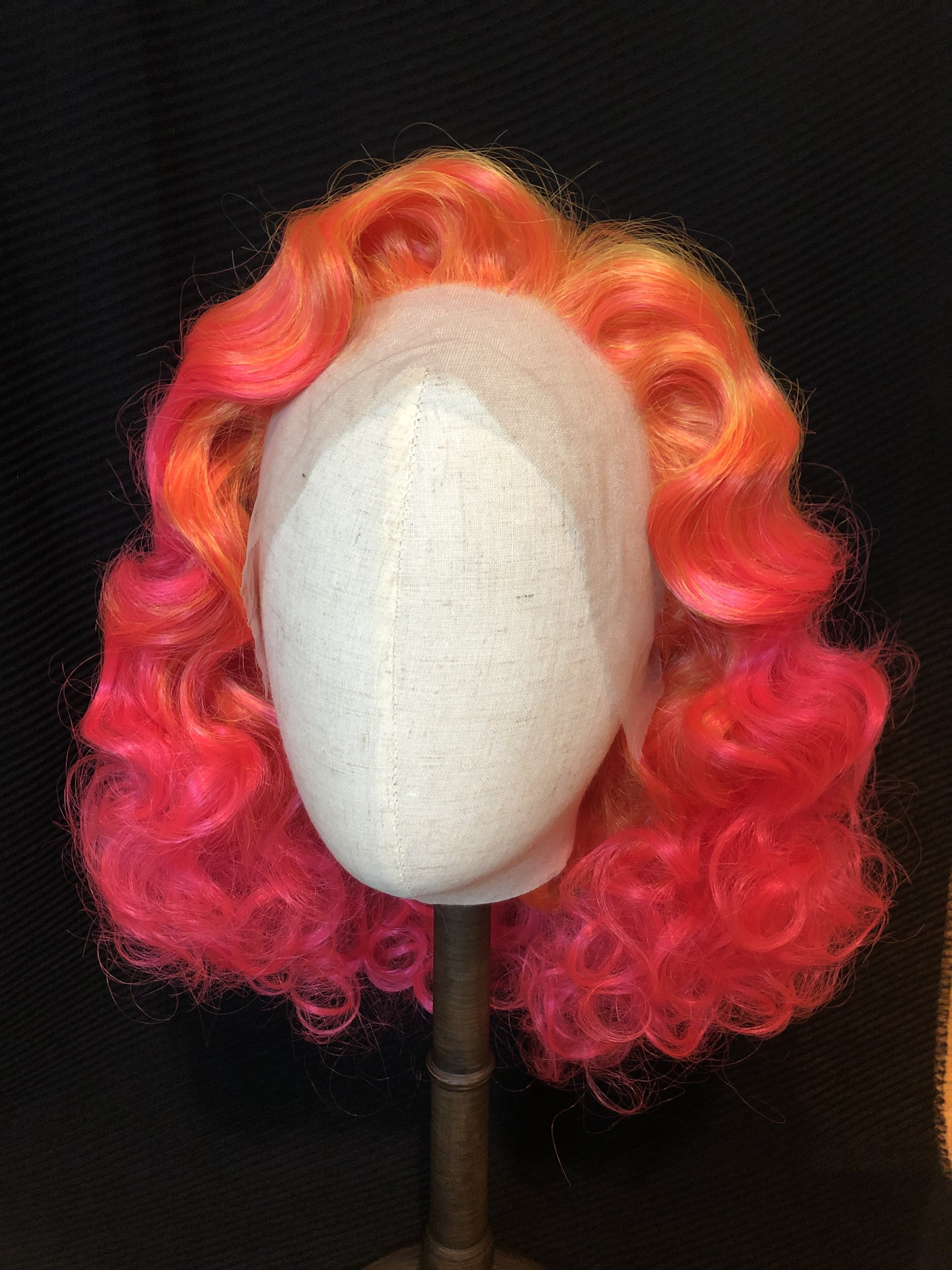 Orange Pink Finger Waves Lace Front Wig Glamorous Style Drag - Etsy