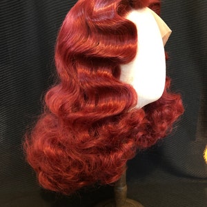 Jessica Rabbit Synthetic Front Lace Wig Glamorours Mid Lenght Wave Red ...