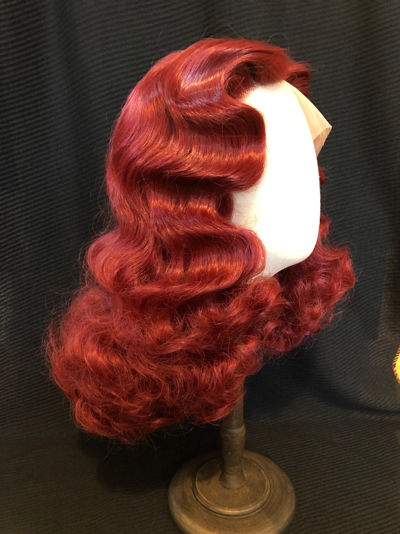 Jessica Rabbit Synthetic Front Lace Wig Glamorours Mid Lenght Wave Red ...