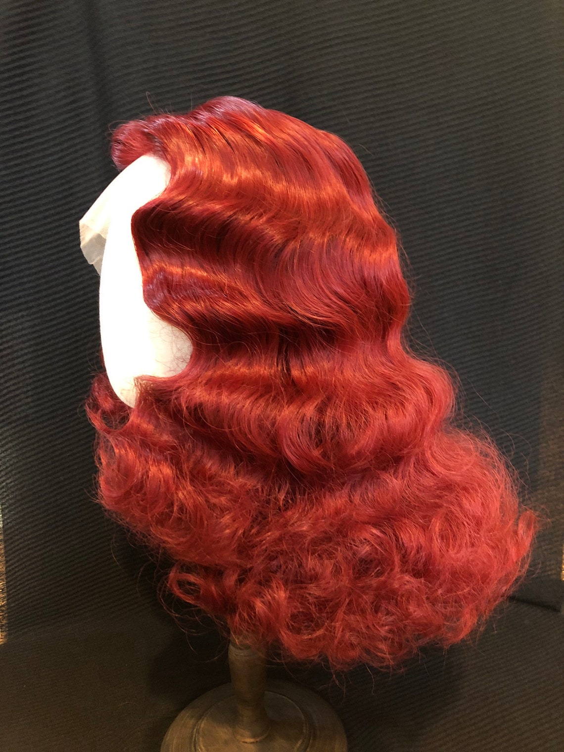 Jessica Rabbit Synthetic Front Lace Wig Glamorours Mid Lenght Wave Red ...