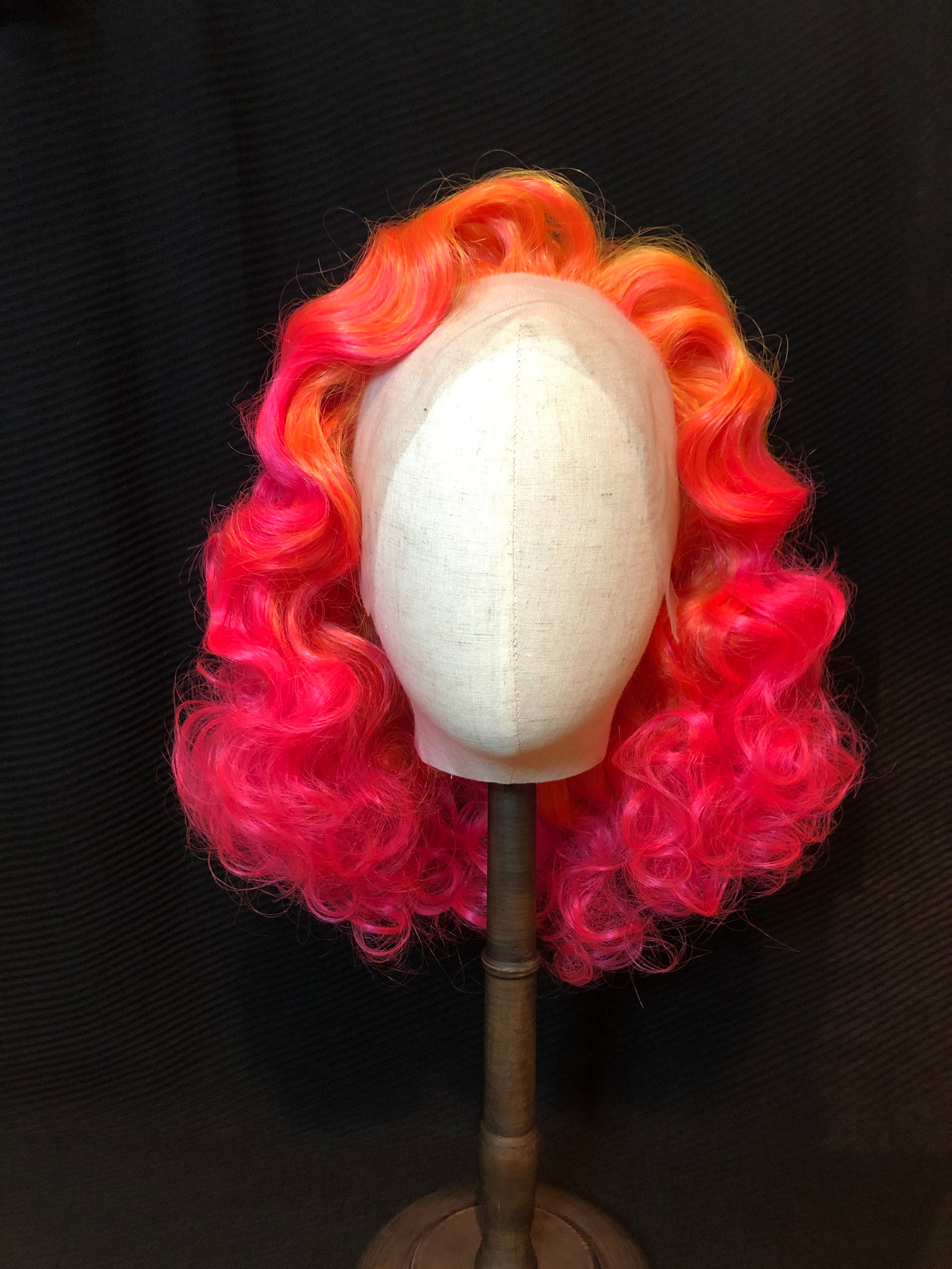 Orange Pink Finger Waves Lace Front Wig Glamorous Style Drag - Etsy