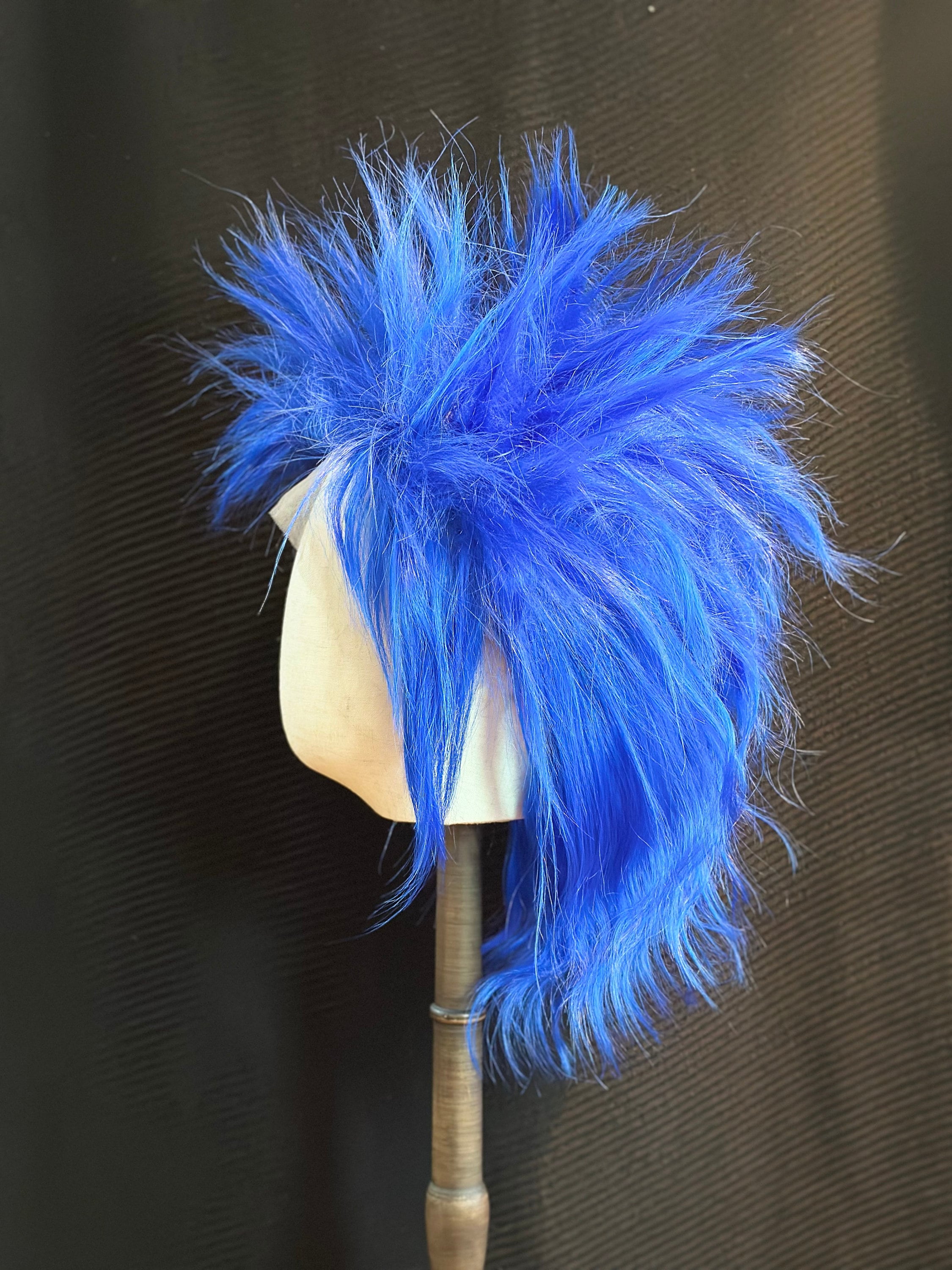 Electric Blue Mohawk Punk Mullet Style Wig - Etsy