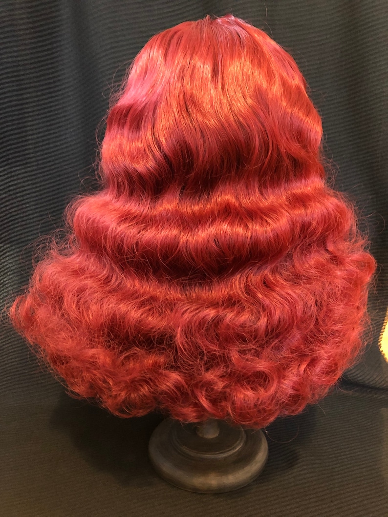 Jessica Rabbit Synthetic Front Lace Wig Glamorours Mid Lenght Wave Red ...