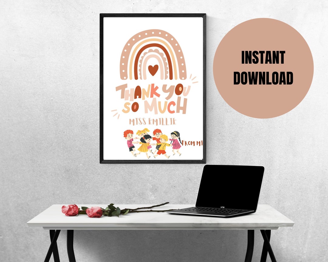 Personalized Teacher Gift Wall Art Print Customized Teacher ...