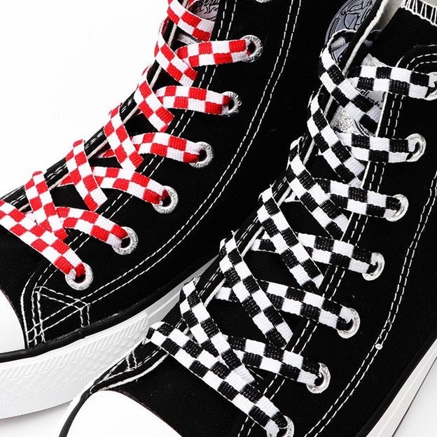 Checkered Shoelaces | Black and White Checkered | Blue Checkered ...