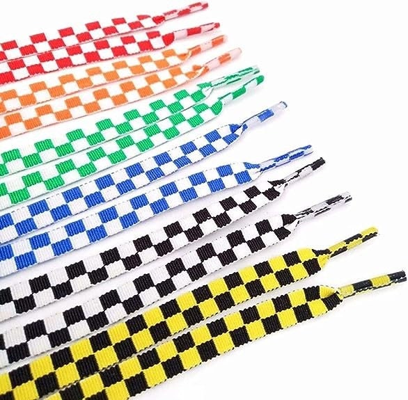 Checkered Shoelaces Black and White Checkered Blue - Etsy