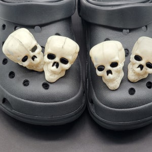 NEW 3D Skeleton White Skull Head Croc Shoe Charms, Halloween Shoe ...