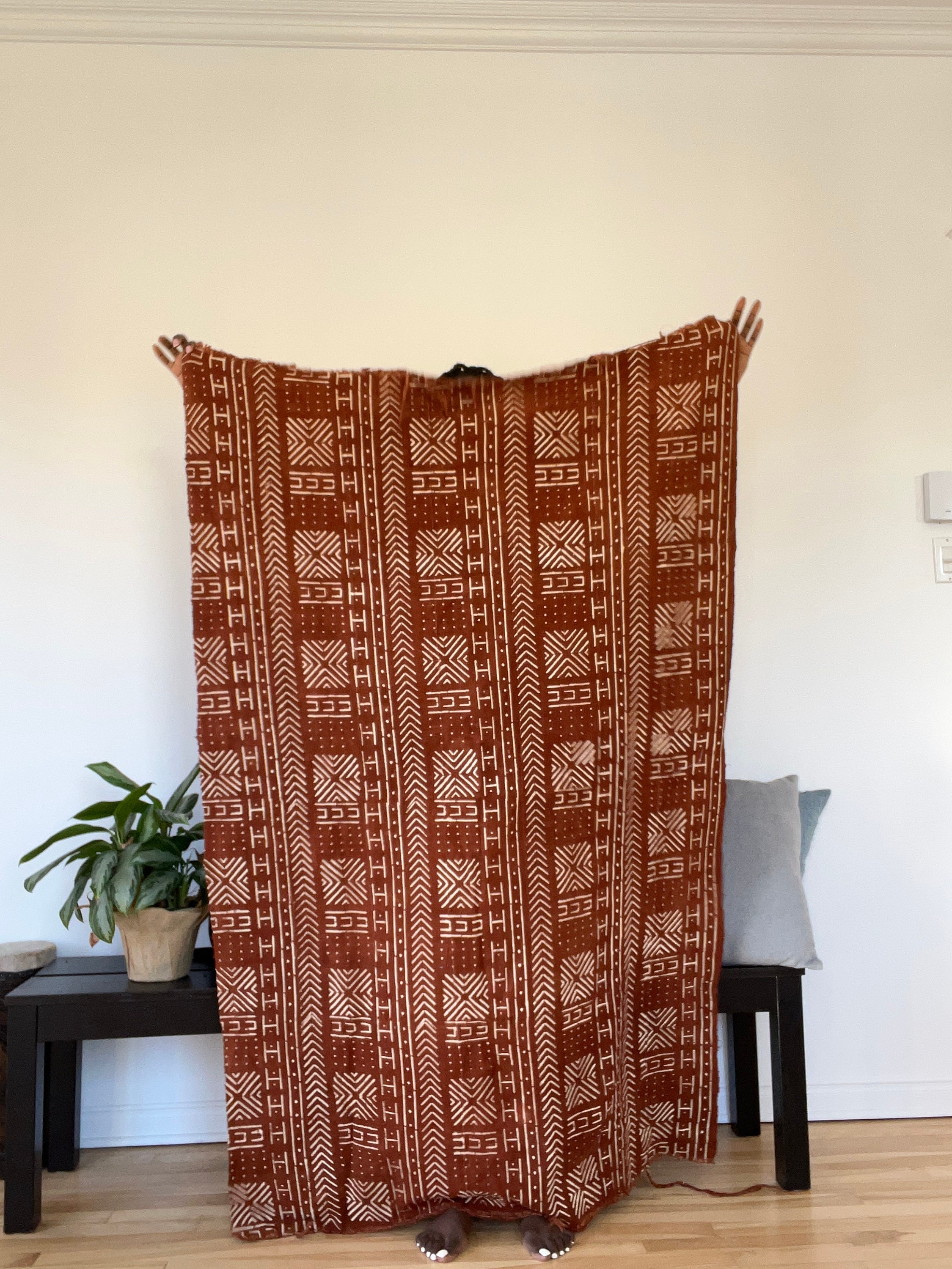 Authentic African Mudcloth Fabric (blanket/throw) | Black - White ...