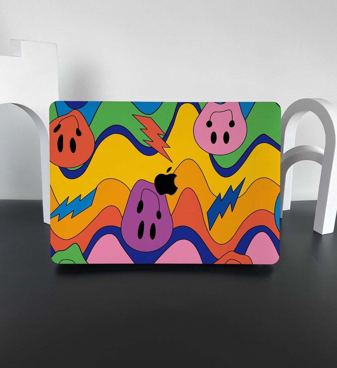 Handstand Colorful Smiley Hard Laptop Case Personalized Customization ...