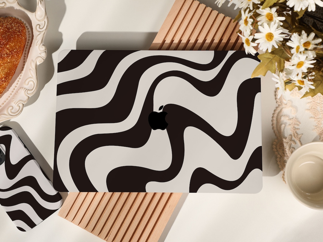 Black Swirl Aesthetic MacBook Case, Personalized Customization for ...