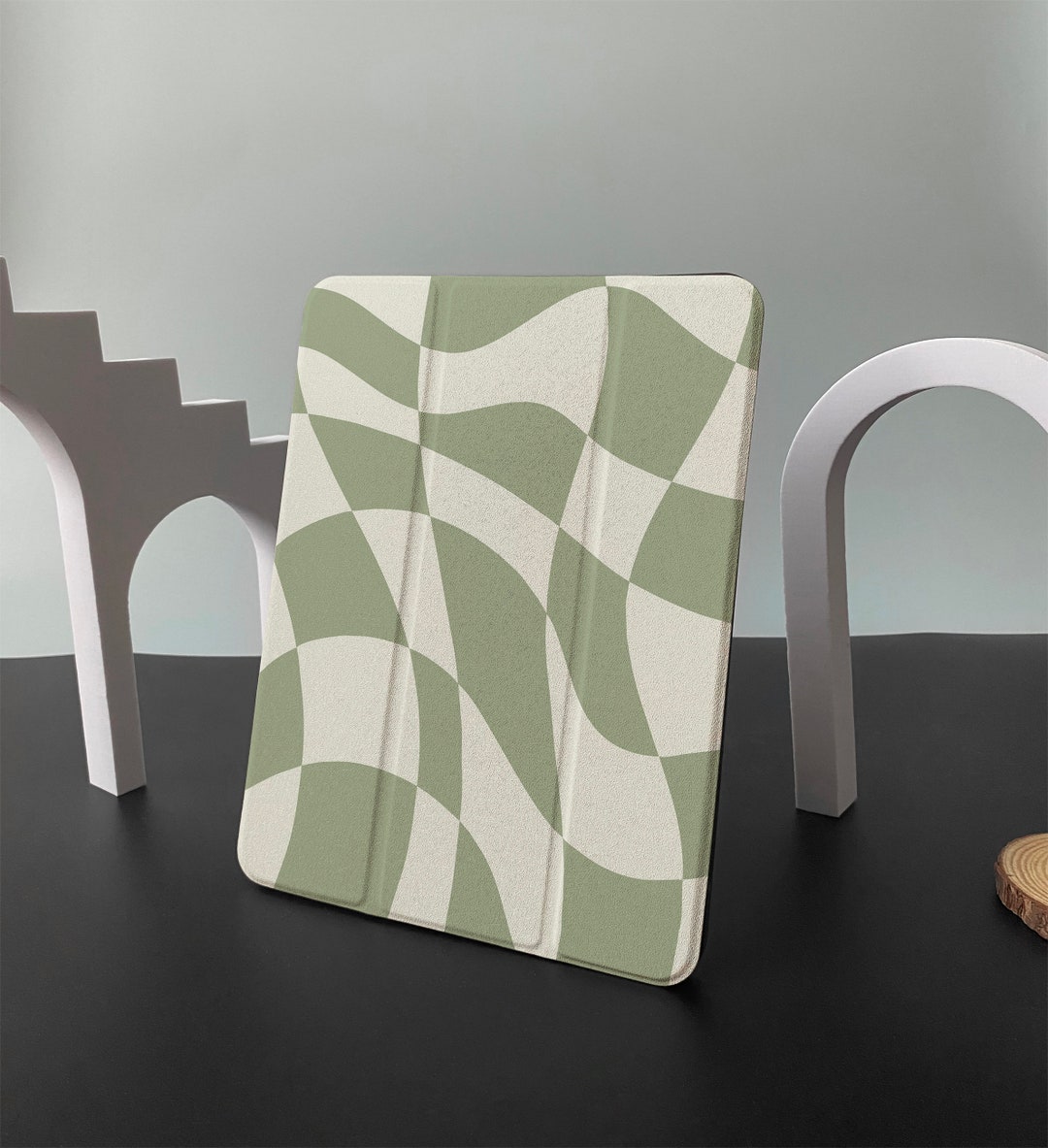 Matcha Rotate Grid iPad Smart Case Build-in Apple Pencil Holder Pencil ...
