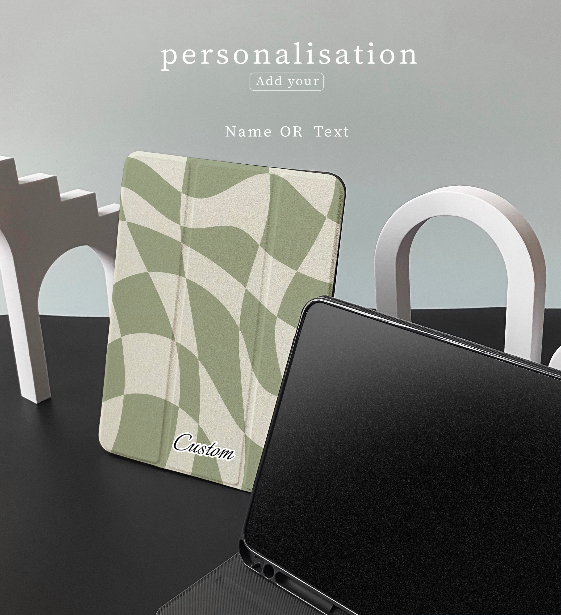 Matcha Rotate Grid Ipad Smart Case Build-in Apple Pencil | Etsy