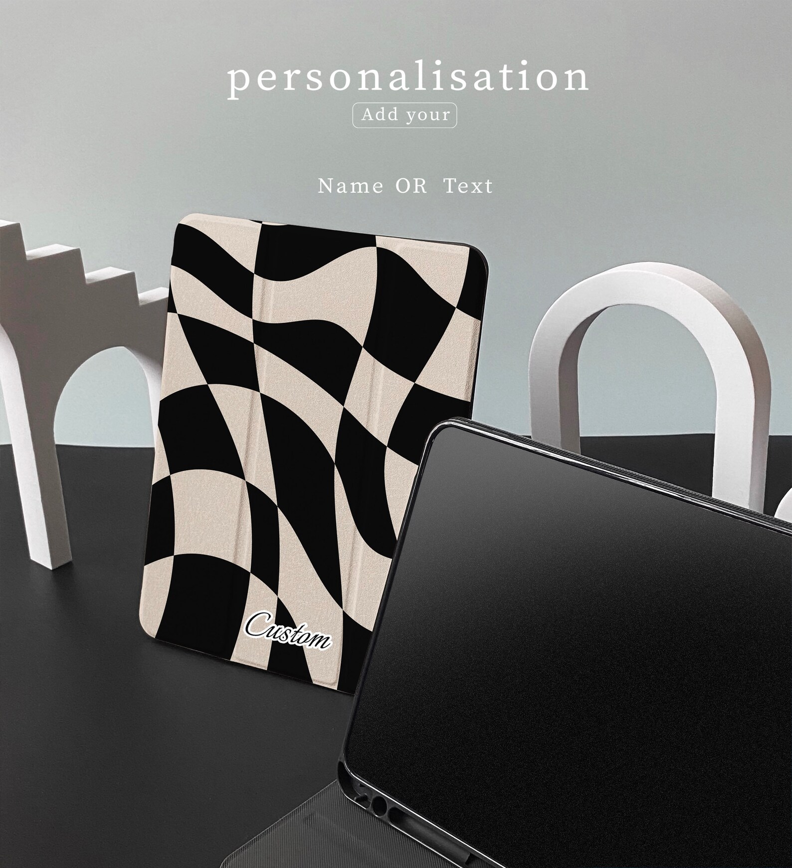 Black Checkerboard Ipad Smart Case Build-in Apple Pencil - Etsy