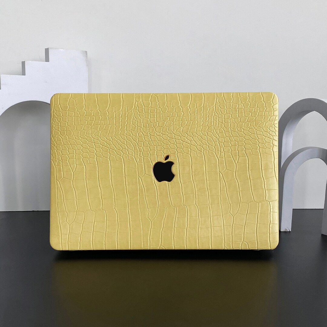 MacBook Case Yellow Vegan Leather Custom Gift for PC Laptop Sleeve ...