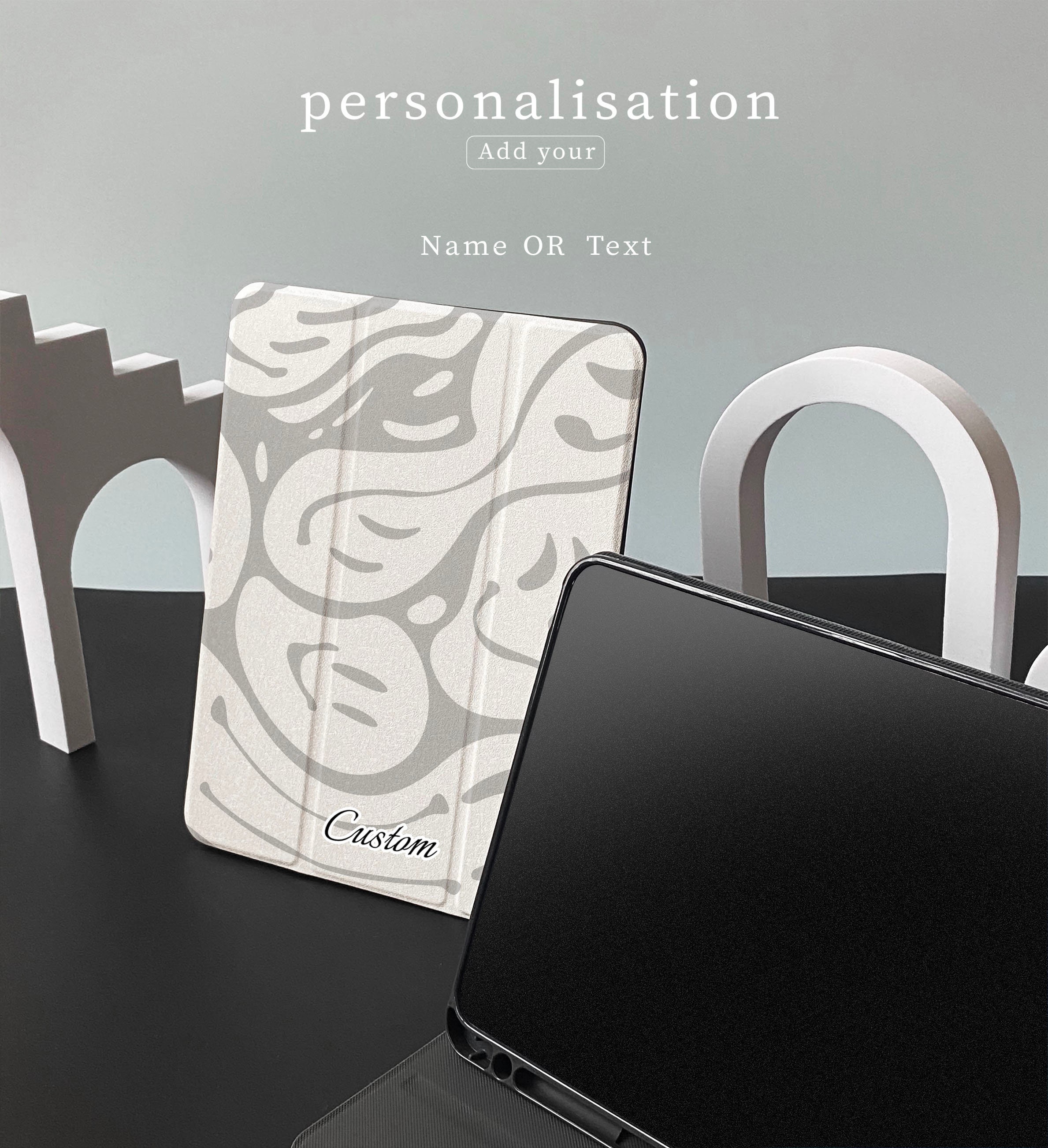 Gray Smileys Ipad Smart Case Build-in Apple Pencil Holder | Etsy