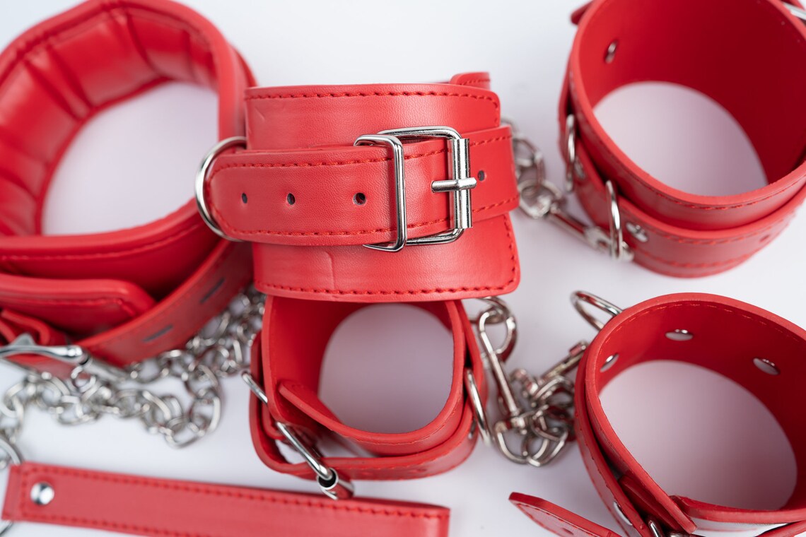 Luxury Red Restraints Kit Red Set With Red Leather - Etsy
