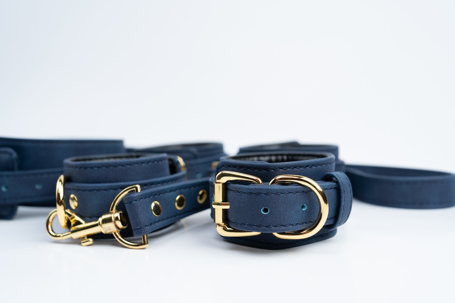Premium Navy Blue Set, Bondage Kit, Leather Restraints Set, Handcuffs ...