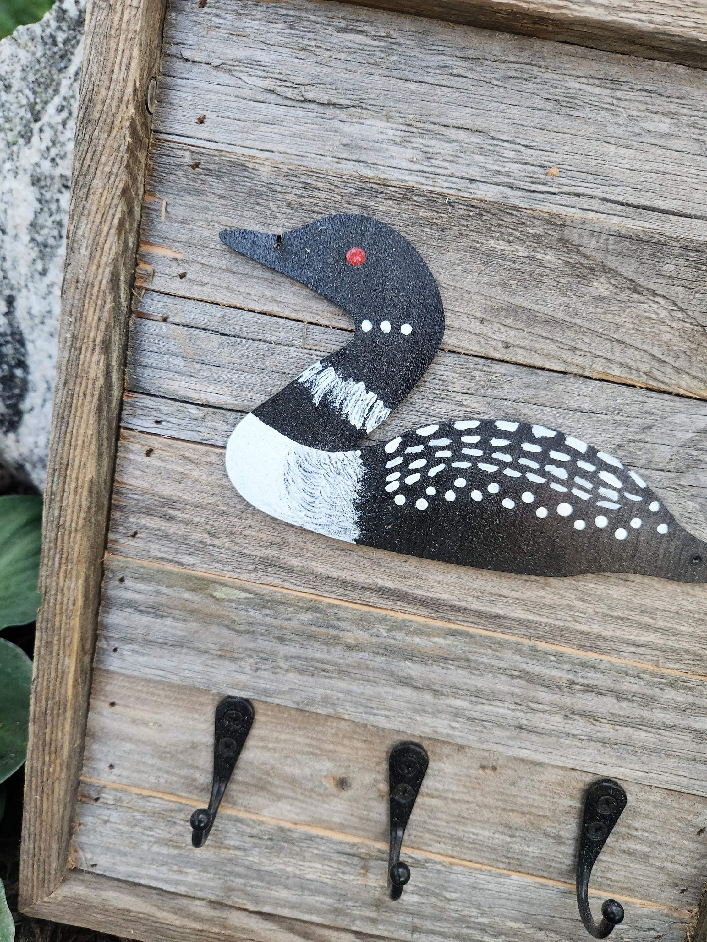 Hand Painted Rustic Loon Key Hook Holder - Etsy