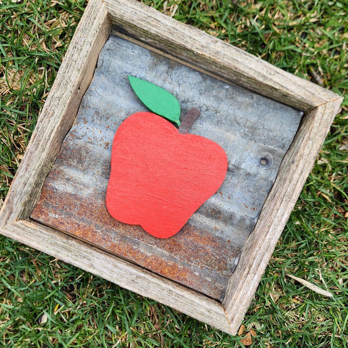 Hand Painted Apple Rustic Sign Decor - Etsy