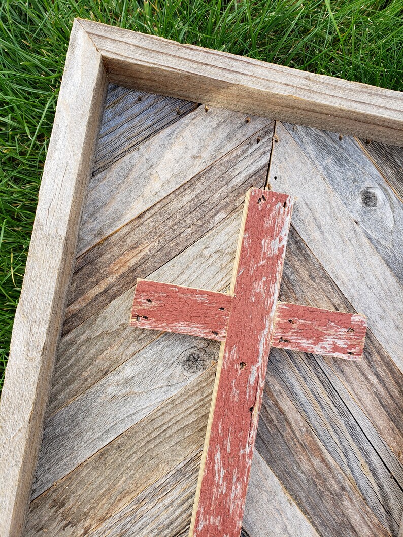 Handcrafted Rustic Wood Red Cross Decor - Etsy