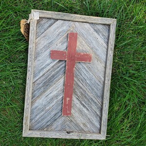 Handcrafted Rustic Wood Red Cross Decor - Etsy
