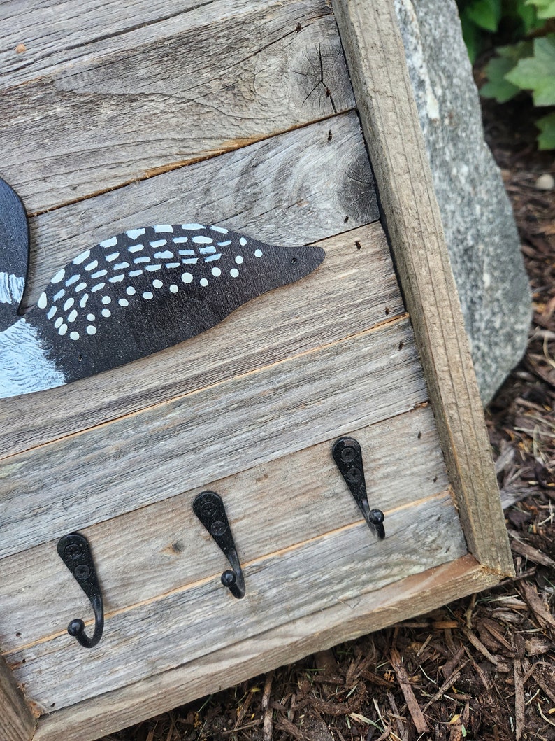 Hand Painted Rustic Loon Key Hook Holder - Etsy