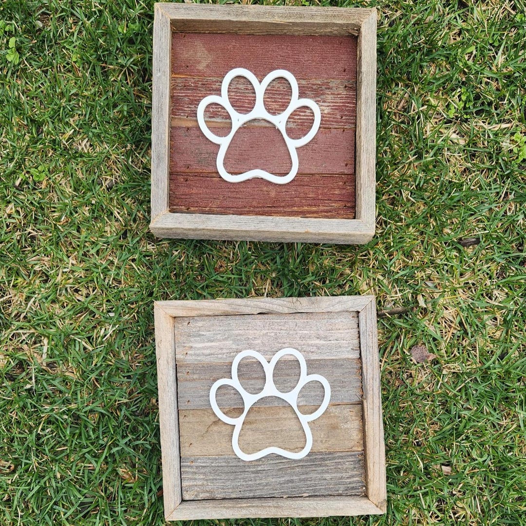 Handmade Pawprint Rustic Sign Decor - Etsy