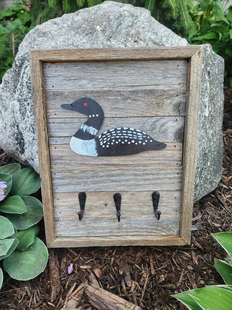 Hand Painted Rustic Loon Key Hook Holder - Etsy